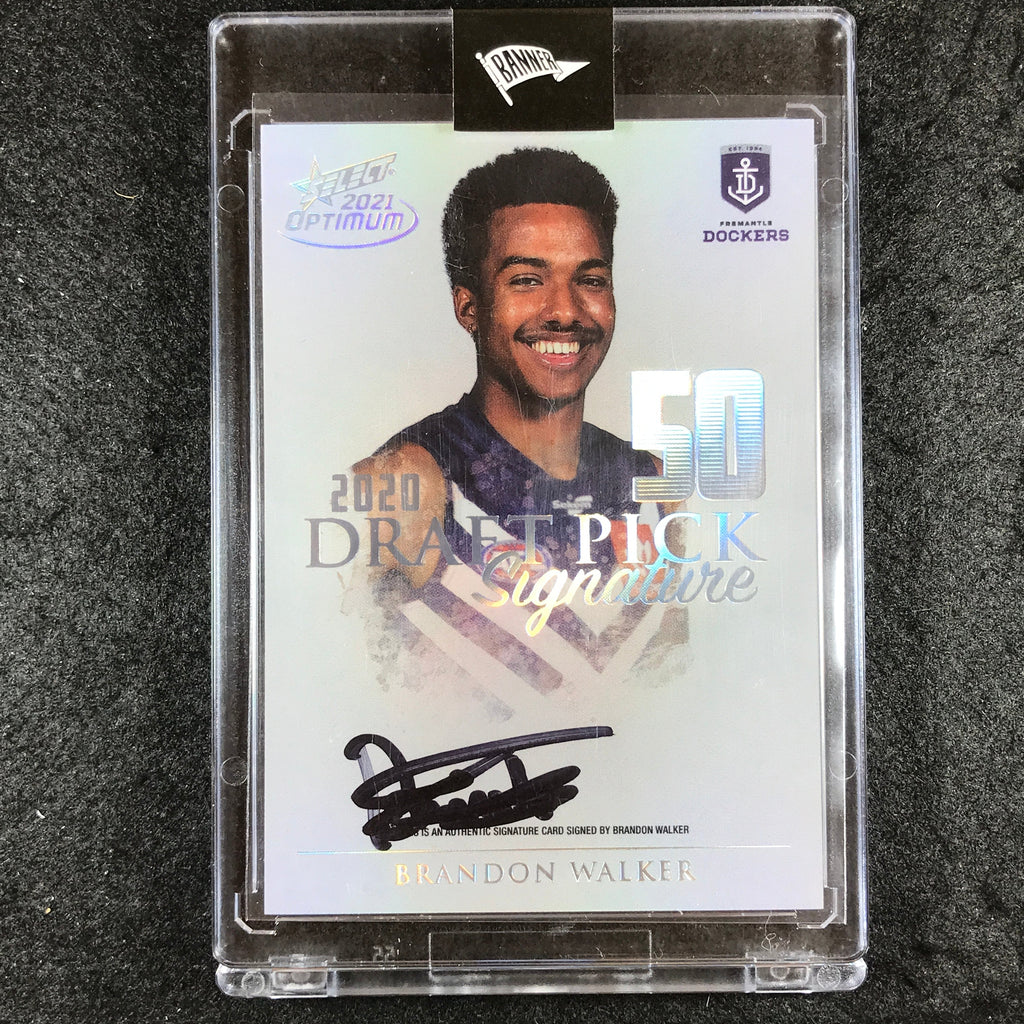 2021 Select AFL Optimum BRANDON WALKER Draft Pick Signature Platinum 3 ...