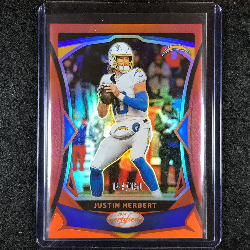 2024 Certified Football JUSTIN HERBERT Base Orange Mirror 144/150 #64 ...