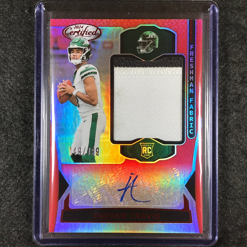 2024 Certified Football JORDAN TRAVIS Freshman Fabrics Rookie Patch Au ...