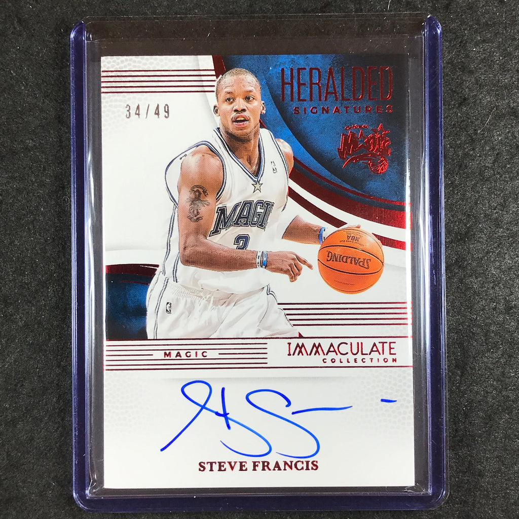 2024-25 Immaculate STEVE FRANCIS Heralded Signatures Auto Red 34/49 ...