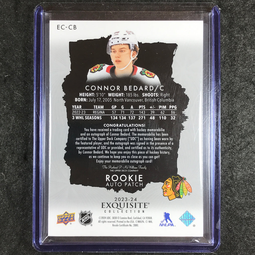 2023-24 The Cup Hockey CONNOR BEDARD Exquisite Rookie Patch Auto 13/98 ...