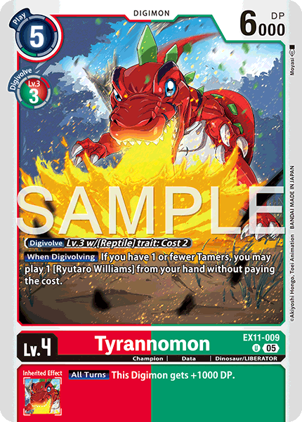 PLAYSET (4) 4x Tyrannomon (EX11-009) Uncommon - Digimon Dawn of Libera ...