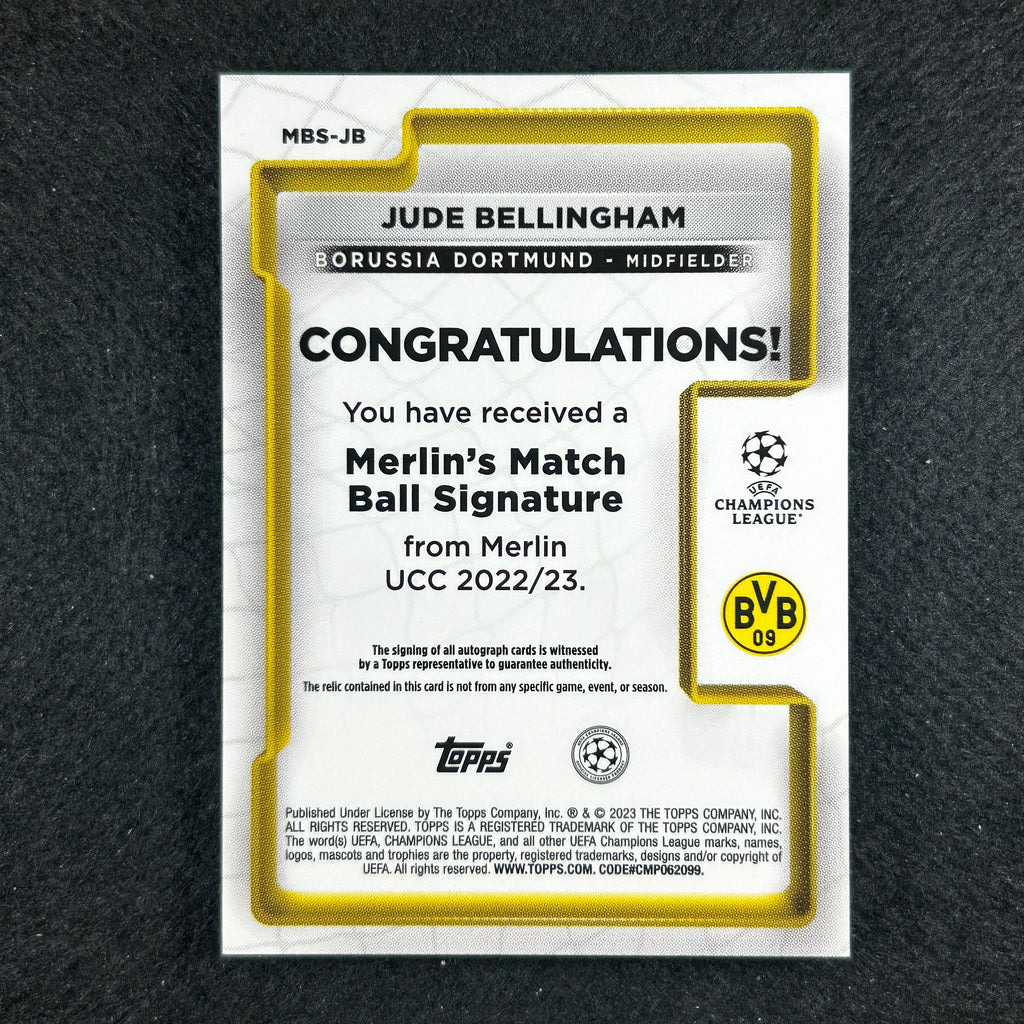 2022-23 Merlin Chrome Uefa Jude Bellingham Merlins Match Ball Relic Au ...