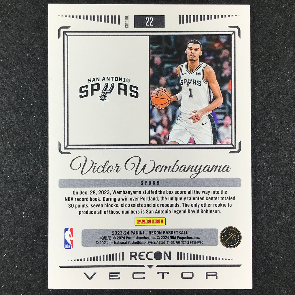 2023-24 Recon VICTOR WEMBANYAMA Vector Rookie Purple 57/75 – Cherry ...