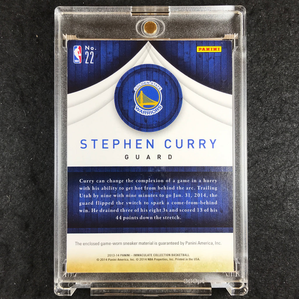 2013-14 Immaculate STEPHEN CURRY Sole of the Game Shoe Relic 22/30 ...