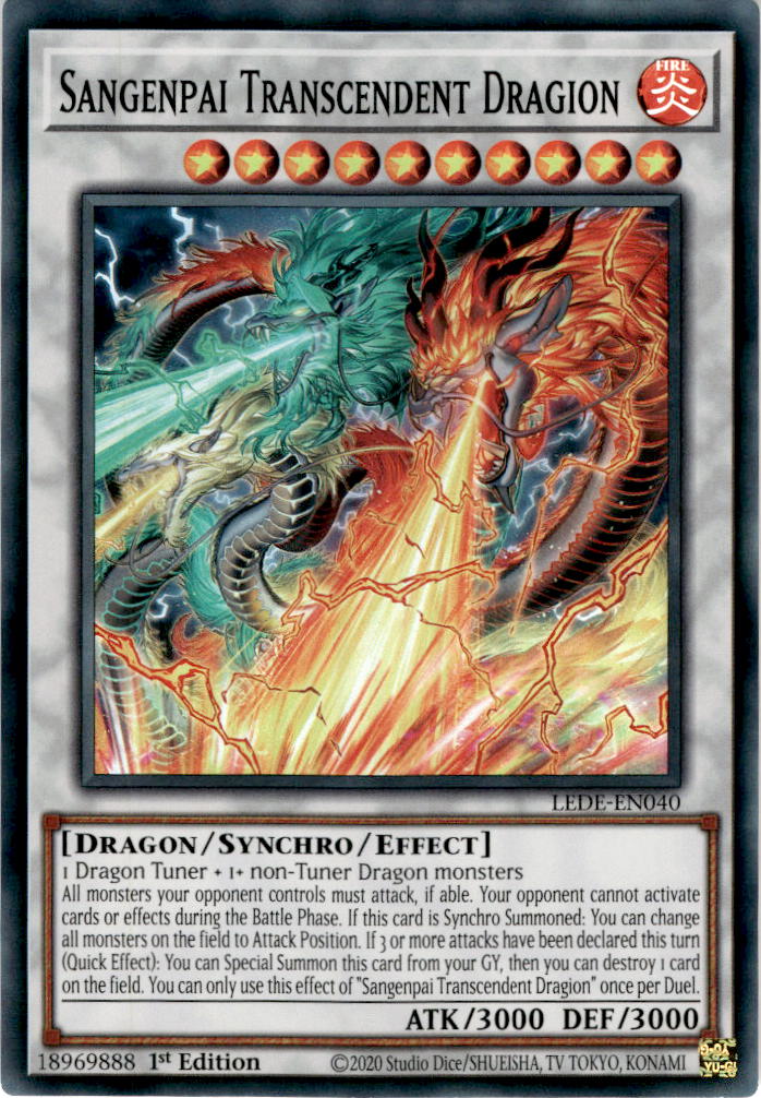 Sangenpai Transcendent Dragion - LEDE-EN040 - Super Rare 1st Edition ...