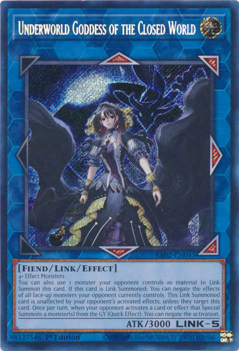 SECRET RARE Underworld Goddess of the Closed World - RA02-EN045 - 1st ...