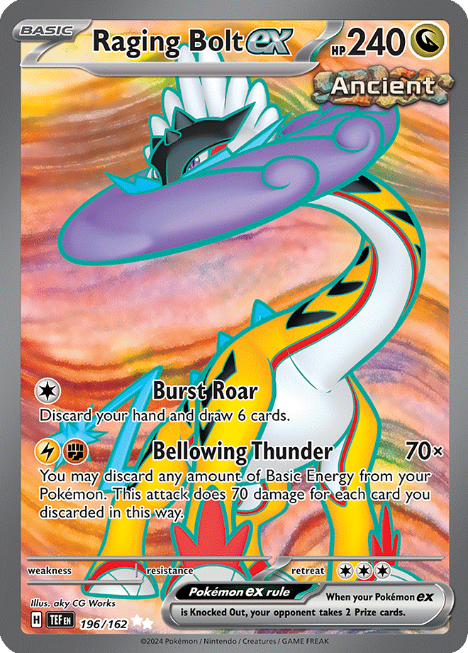 FULL ART Raging Bolt EX - 196/162 - Ultra Rare Temporal Forces – Cherry ...