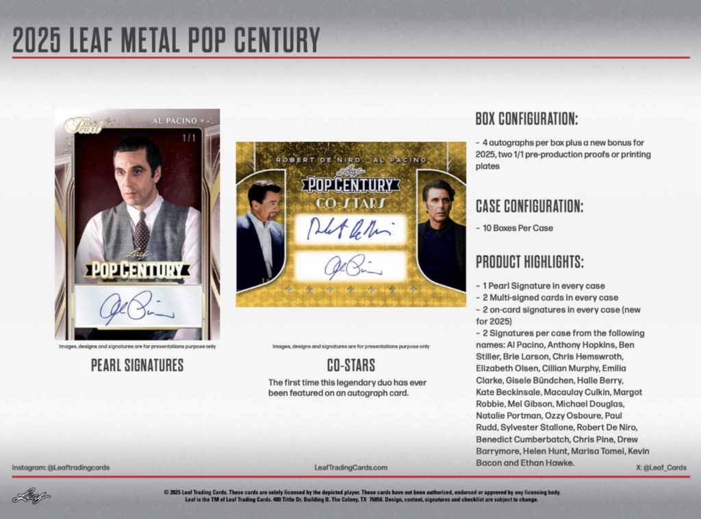 2025 Leaf Metal Pop Century Hobby Box | Ozzy Osbourne Anthony Hopkins ...
