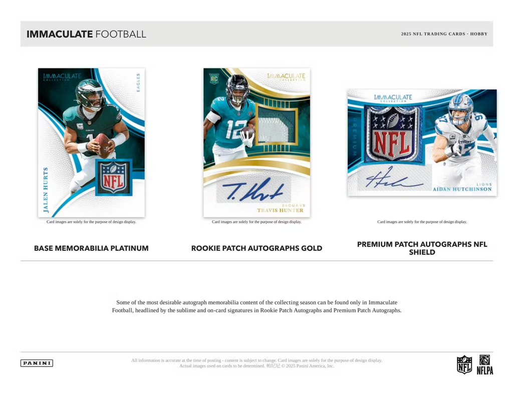 2025 Panini Immaculate Football Hobby Box | Immaculate Dual NFL Shield ...