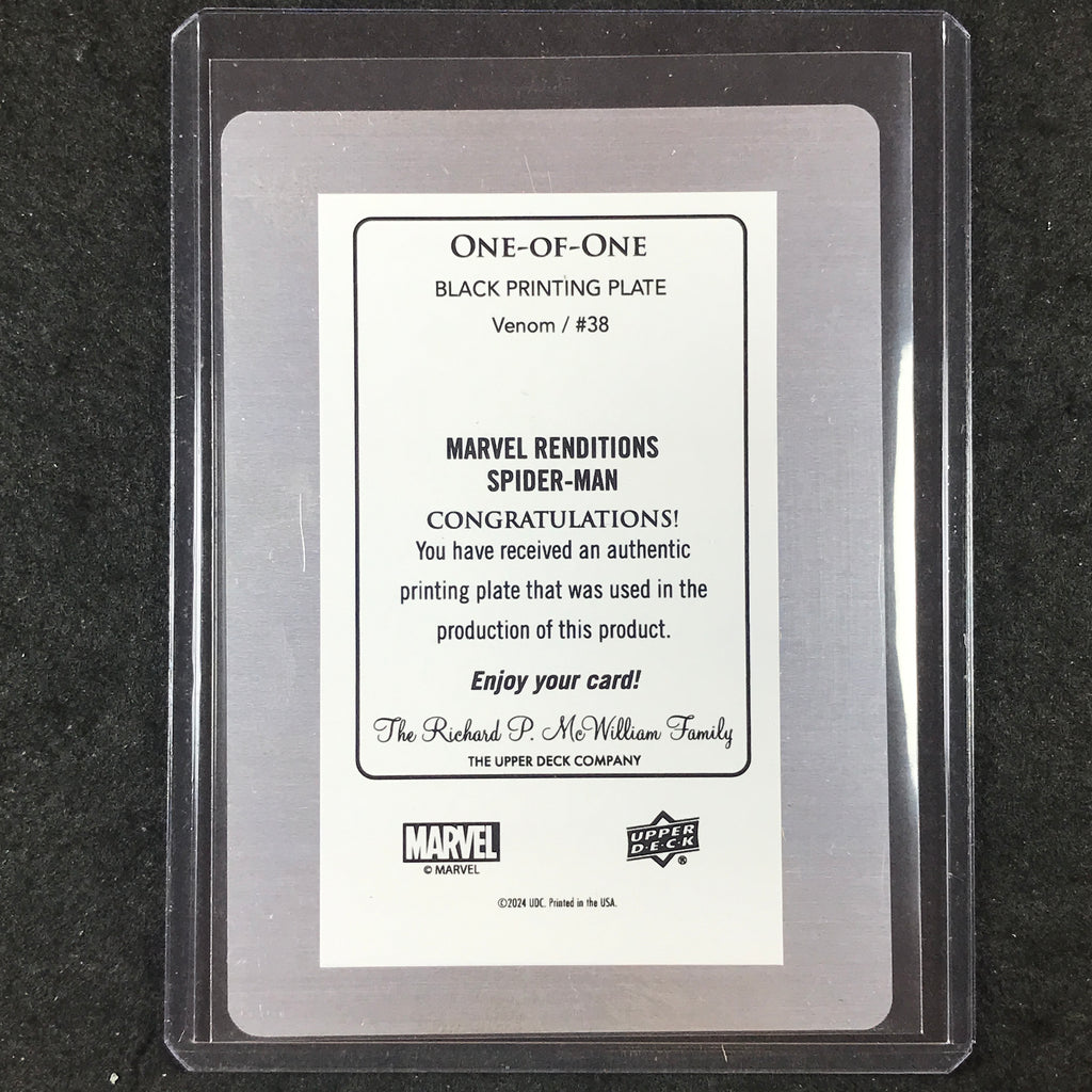 2024 Marvel Renditions Spider-Man VENOM Black Printing Plate 1/1 #38 ...