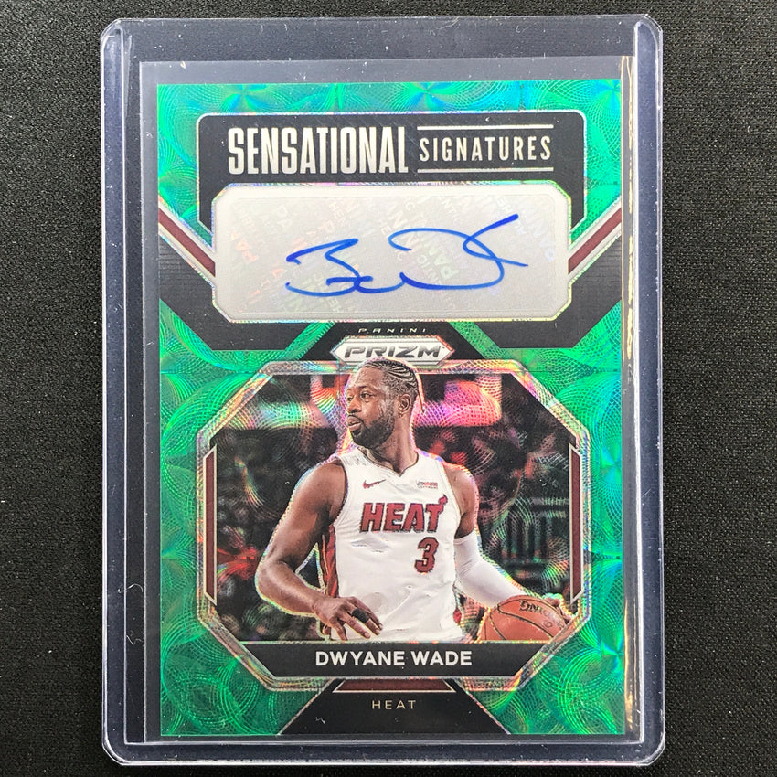 2022-23 Prizm Dwyane Wade Sensational Signatures Auto Choice Green Sco ...