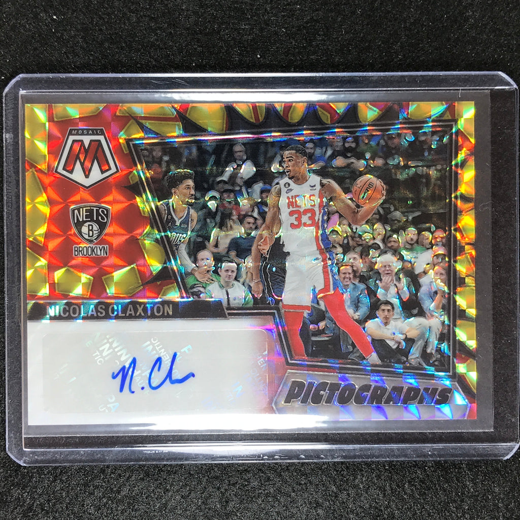 2022-23 Mosaic Nicolas Claxton Pictographs Choice Red And Yellow Auto ...