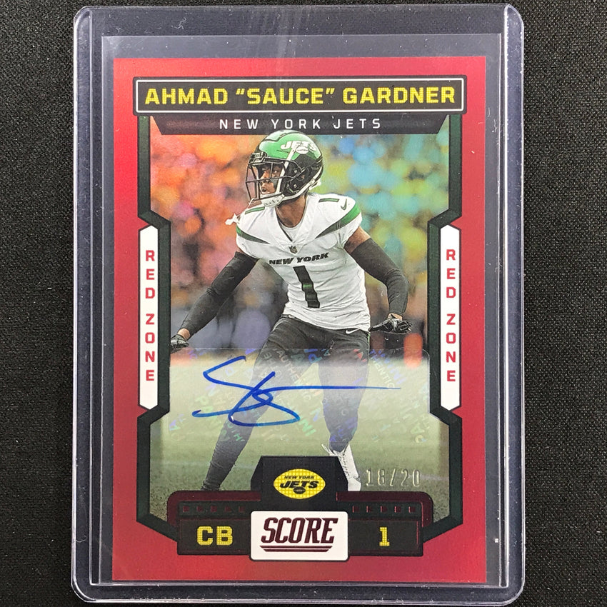 2023 Score Ahmad Sauce Gardner Signatures Auto Red Zone 18/20 – Cherry ...