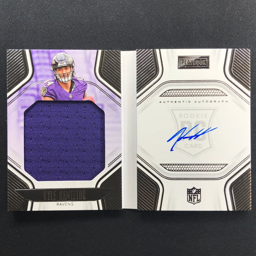2022 Playbook Kyle Hamilton Rookie Playbook Jersey Auto Booklet Silver ...