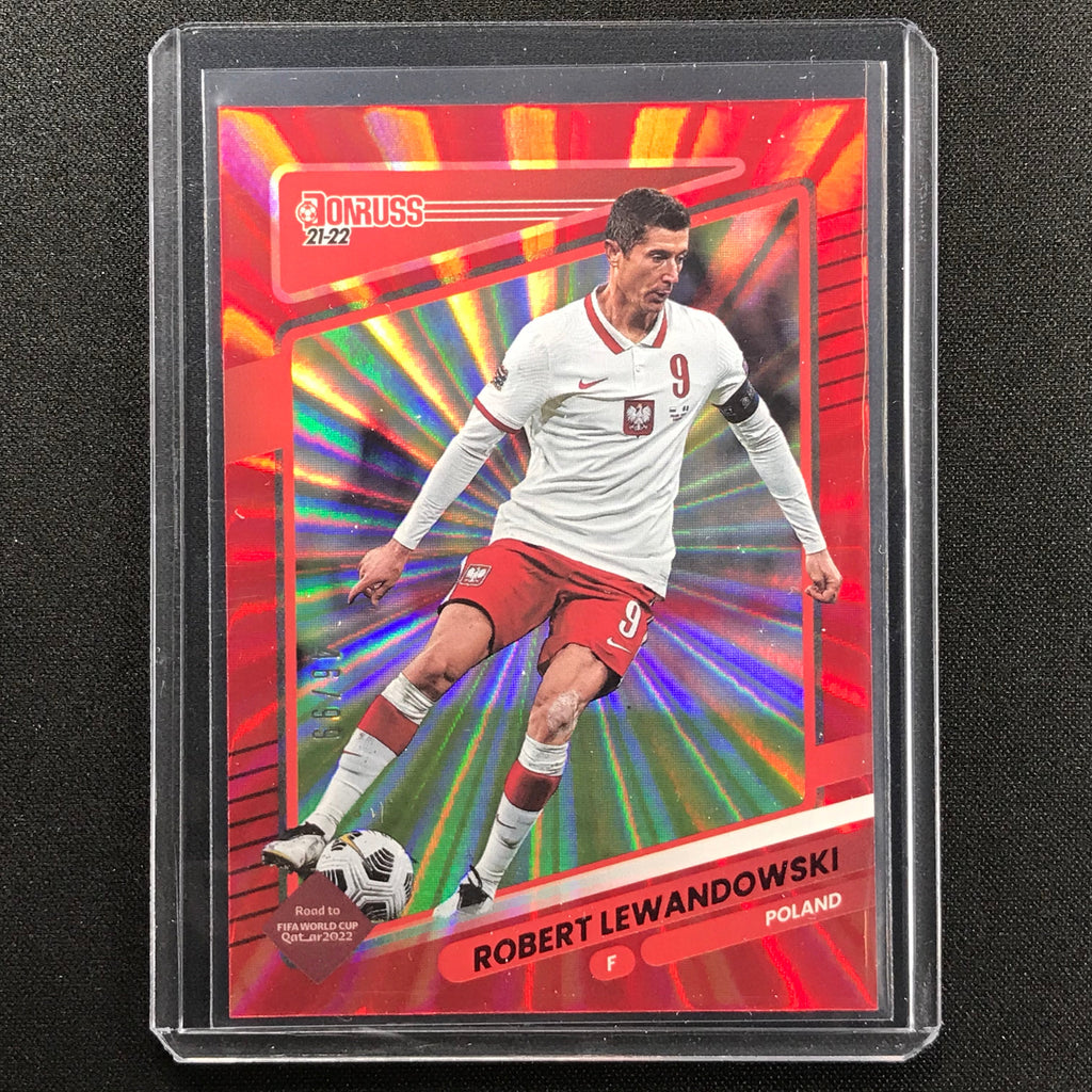 2021-22 Donruss Road to Qatar ROBERT LEWANDOWSKI Holo Red Laser 46/99 ...