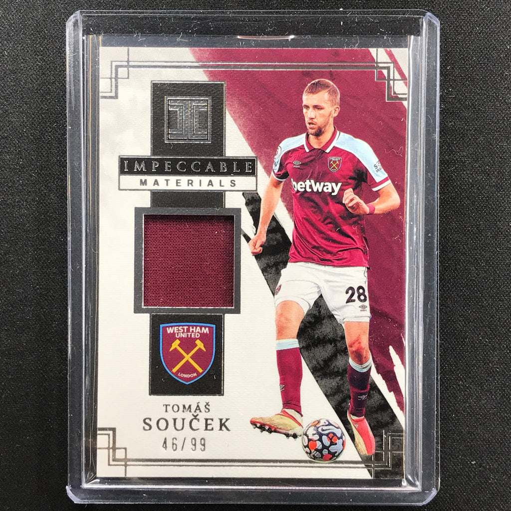 2021-22 Impeccable Epl Tomas Soucek Materials Jersey Relic Silver 46/9 ...
