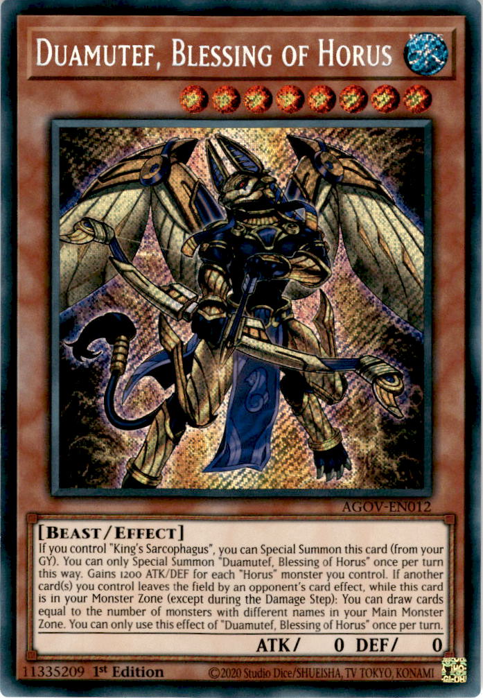 Duamutef Blessing Of Horus - Agov-en012 - Secret Rare 1st Edition ...