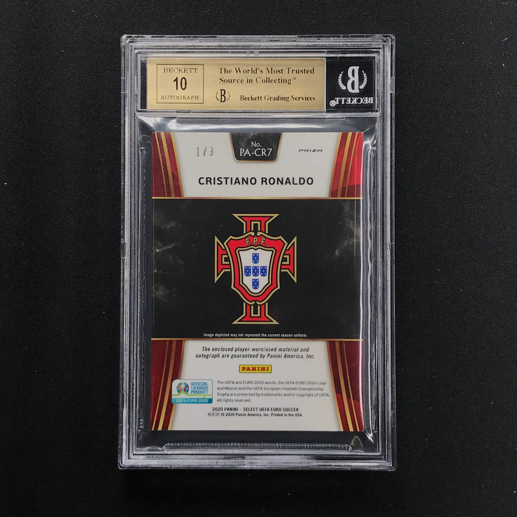 2020 Select Uefa Euro Cristiano Ronaldo Patch Auto Prizm Tie Dye 1/3 B ...