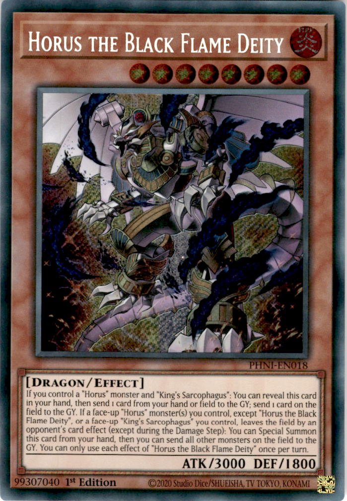 Horus The Black Flame Deity - PHNI-EN018 - Secret Rare 1st Edition ...