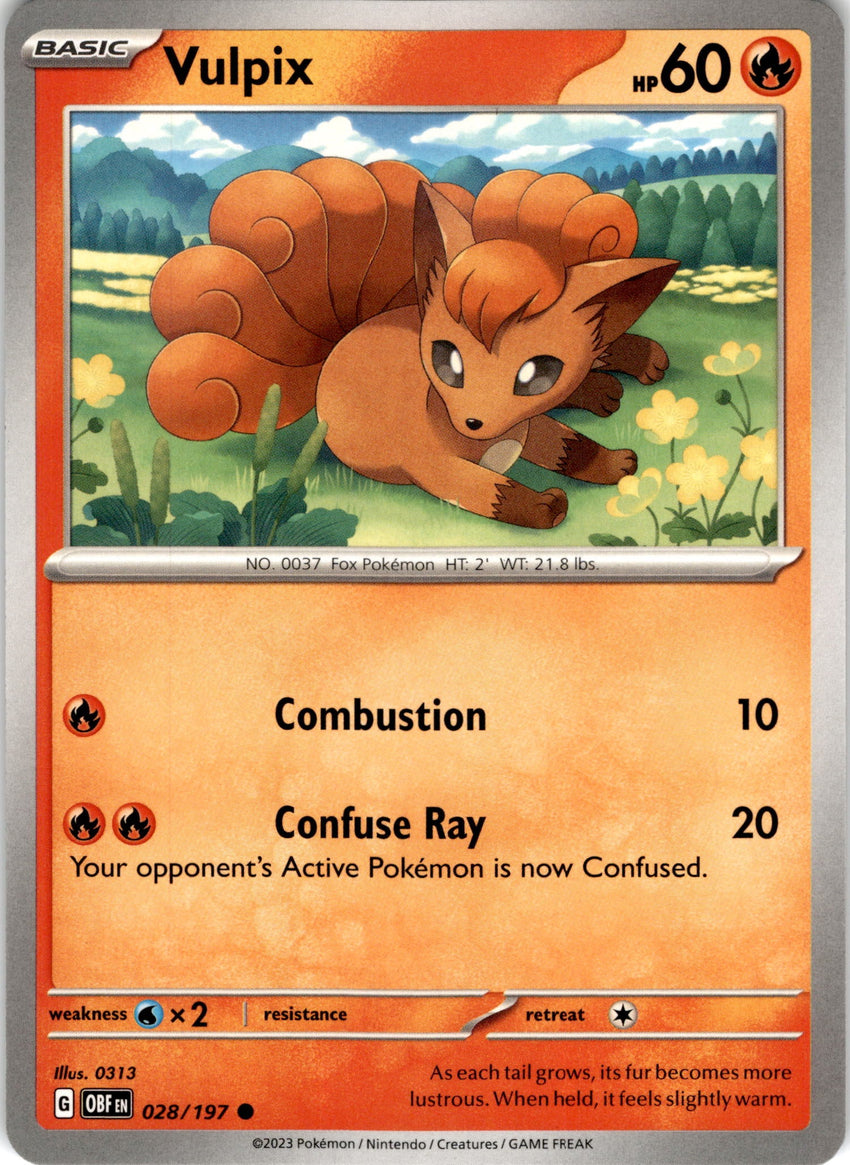 Playset (4) 4x Vulpix - 028/197 - Common Obsidian Flames – Cherry Collectables