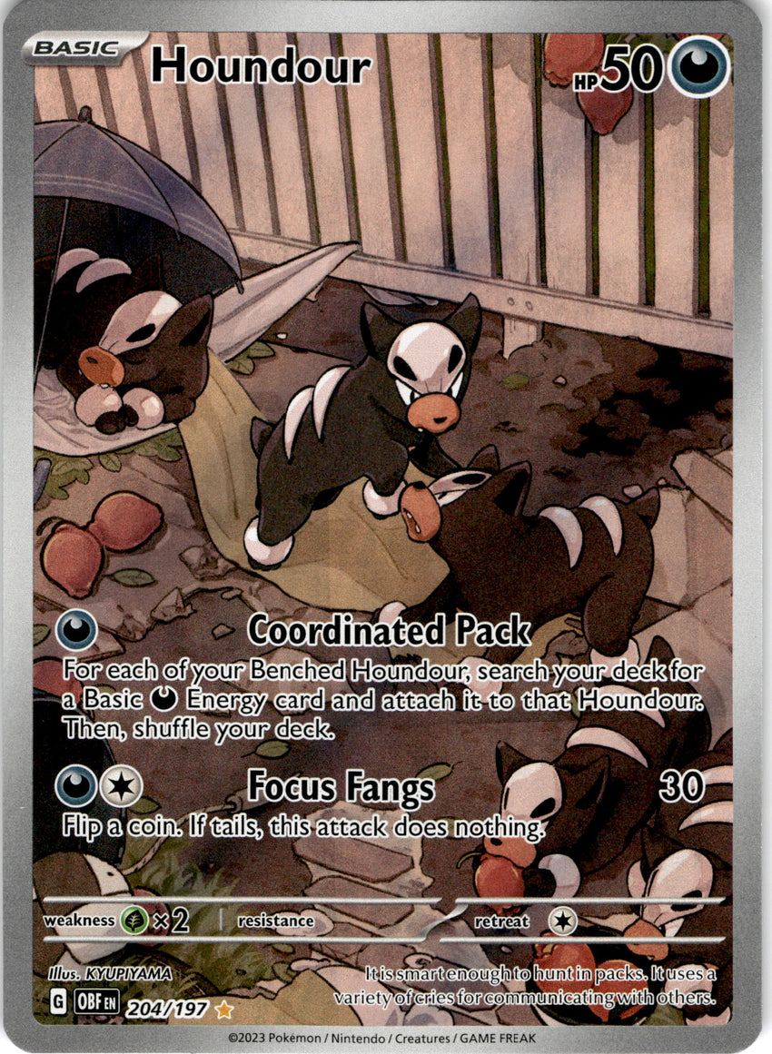Houndour - 204/197 - Illustration Rare Obsidian Flames – Cherry ...
