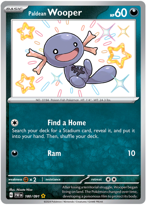 180/091 - Paldean Wooper - Shiny Rare Paldean Fates – Cherry Collectables