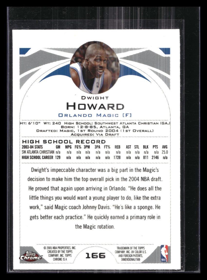 2004-05 Topps Chrome Dwight Howard Rookie Base No 166 – Cherry Collectables