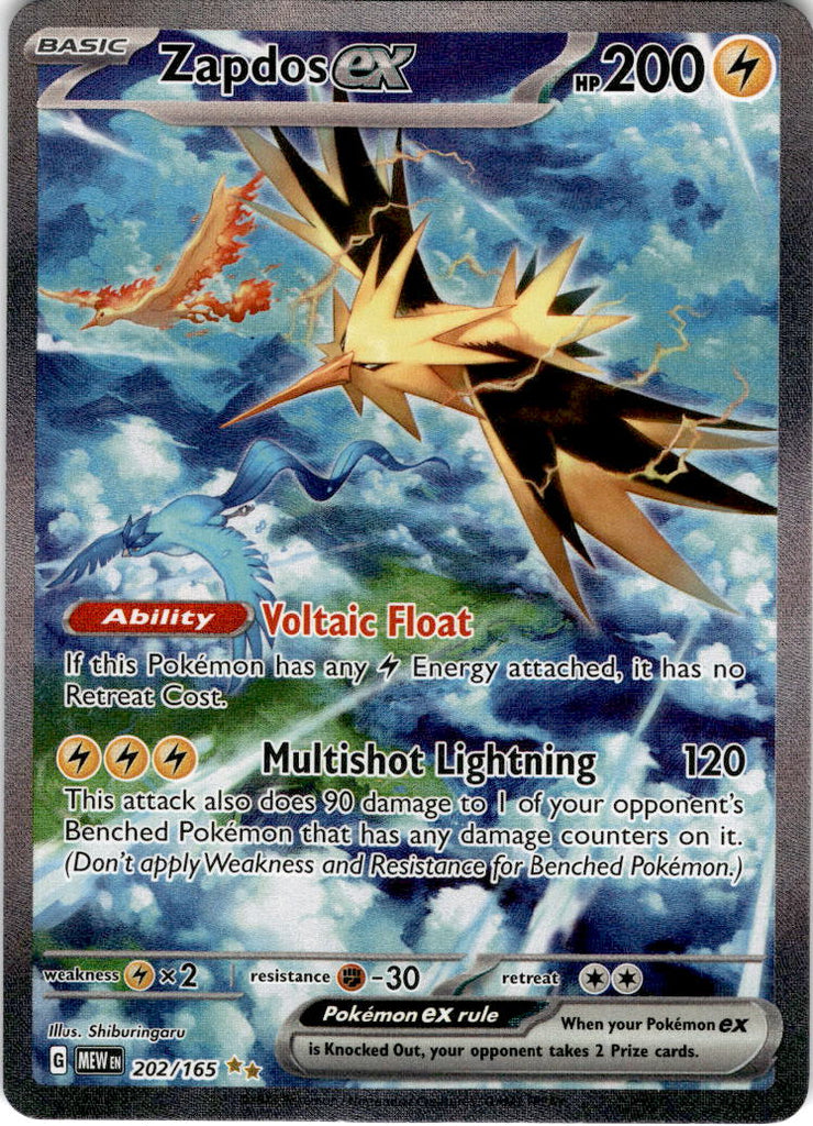 Zapdos EX - 202/165 - Special Illustration Rare Scarlet And Violet 151 ...