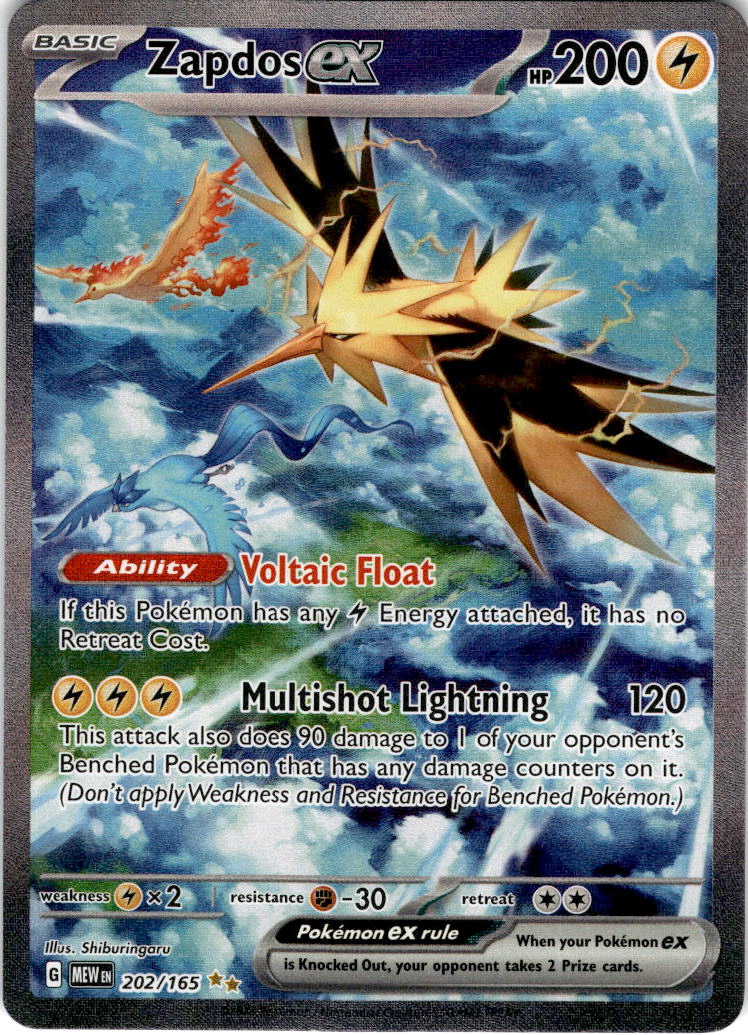 Zapdos EX - 202/165 - Special Illustration Rare Scarlet And Violet 151 ...