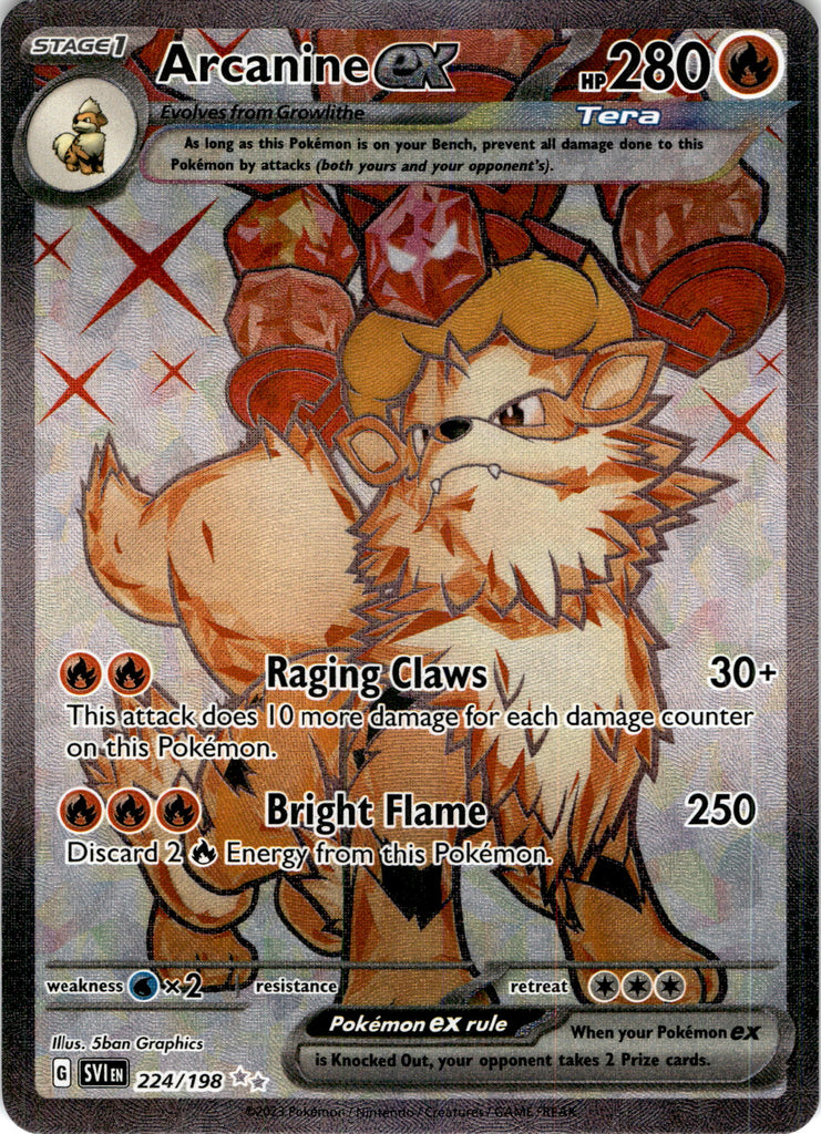 Full Art Arcanine EX - 224/198 - Secret Rare Scarlet And Violet Base S ...